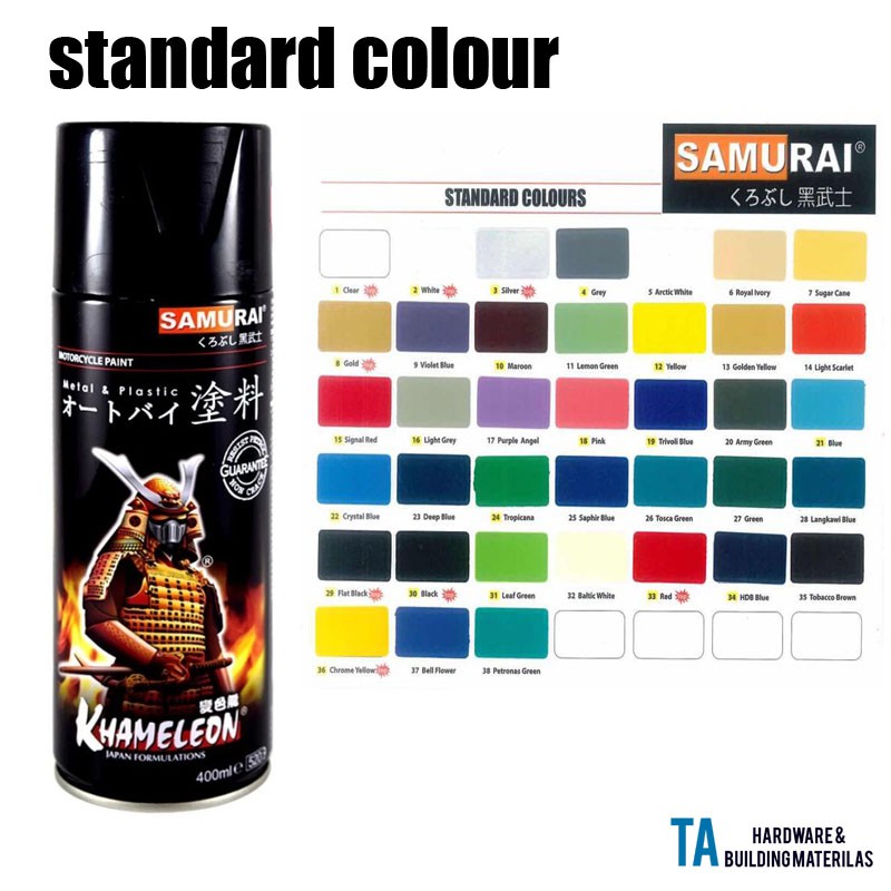 samurai spray paint standard colour 400ml (20 sampai 38) | Shopee Malaysia