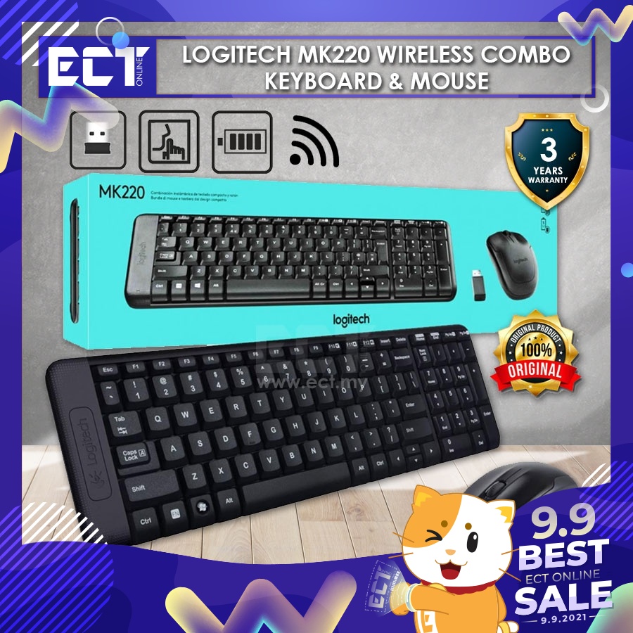 🔥Logitech MK220 Wireless Keyboard and Mouse Combo | Shopee Malaysia