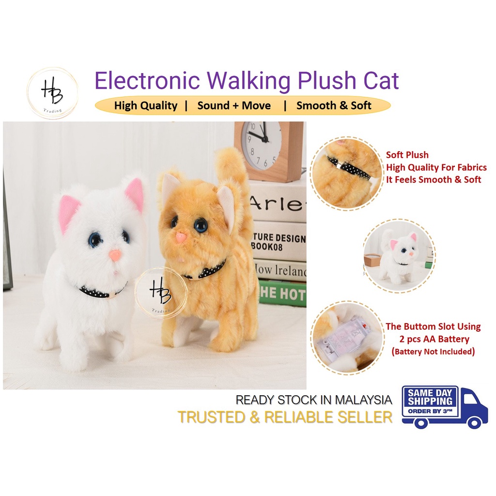 (Voucher Discount) Electronic Walking Plush Cat Robot Toys For Kids ...