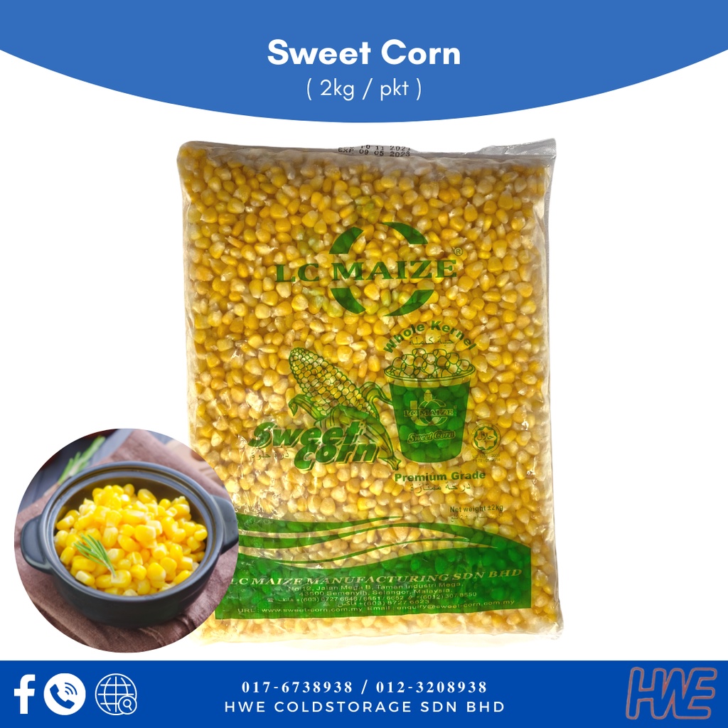 [Halal ] Frozen Sweet Corn | Jagung Manis 2kg | 甜玉米粒 | Shopee Malaysia
