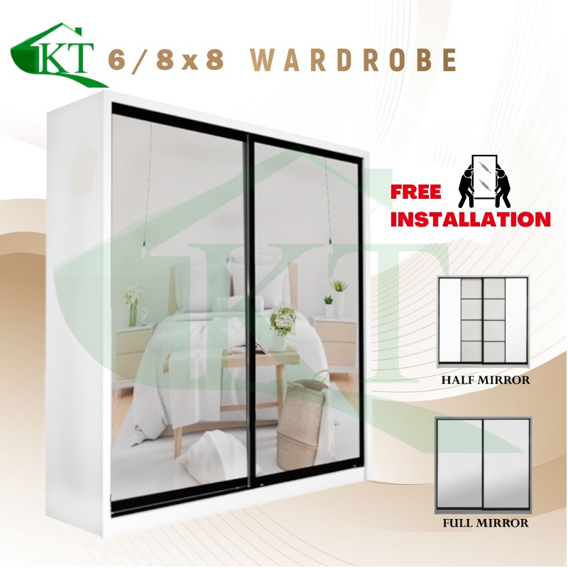 FREE INSTALL KT furniture: Almari Baju Wardrobe Sliding Door Anti-Jump ...