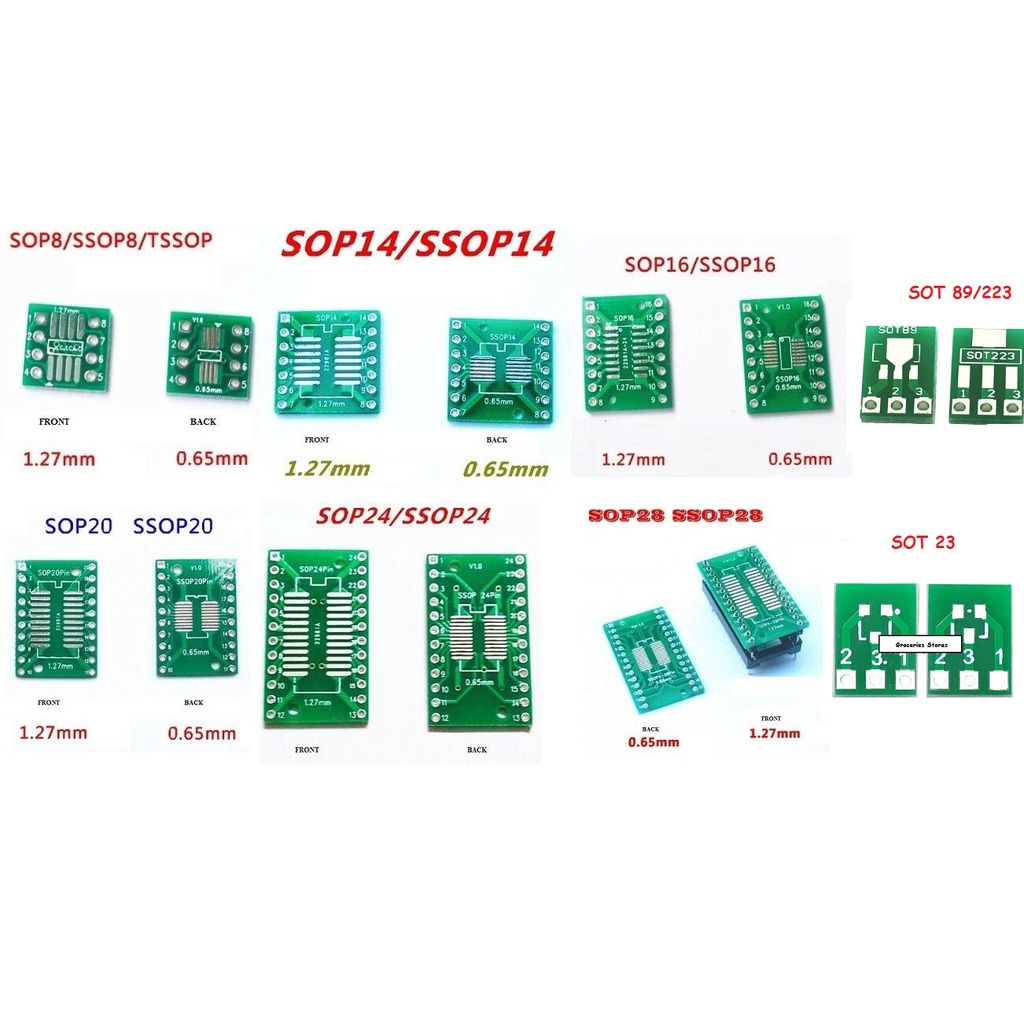 SOP SSOP TSSOP 8 14 16 20 24 28 SOT 23 SOT 89 to DIP Adapter Converter ...