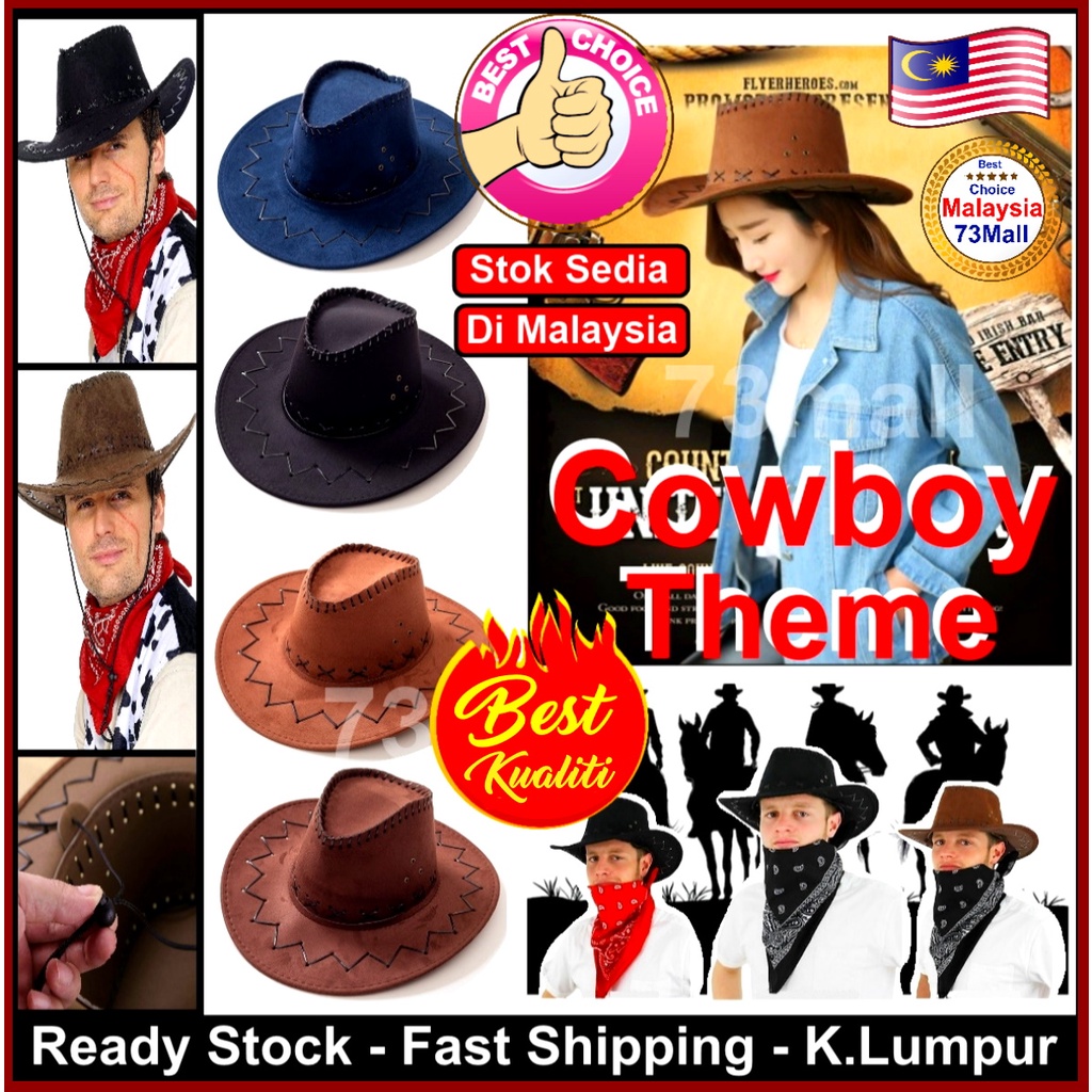 [73Mall🇲🇾] Topi Cowboy Hat Adults (Pack with Box🤠) Western Style Cowboy ...
