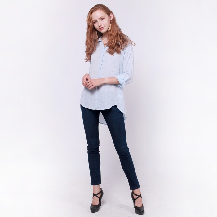 nicole Collar Neck Long Sleeve Shirt (2 Colours) | Shopee Malaysia