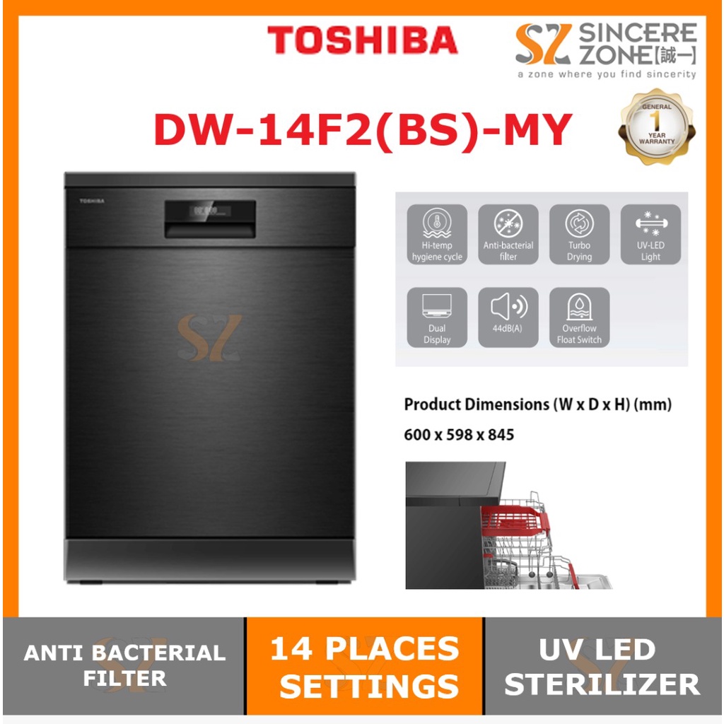 Toshiba DW14F2BS-MY Freestanding 14 Places Setting Dishwasher | Shopee ...