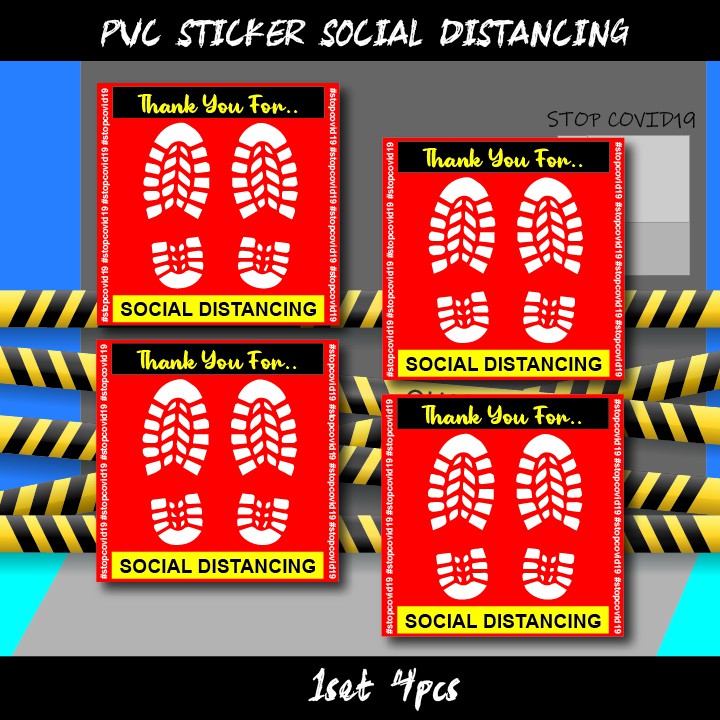 !!SOP!! PVC STICKER SOCIAL DISTANCING (waterproof) | Shopee Malaysia
