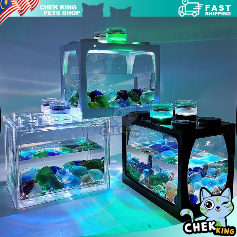 READY STOCK BETTA FISH AQUARIUM FISH TANK LED MINI LIGHT MULTI COLORS ...