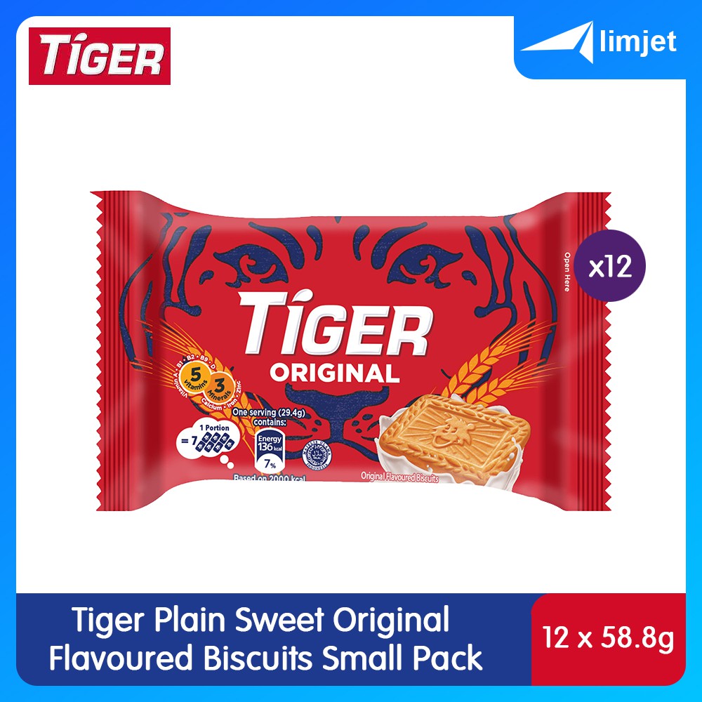 Tiger Biscuits Small Pack 12 Packs (Original/ Chocolate / Biskuat Susu ...