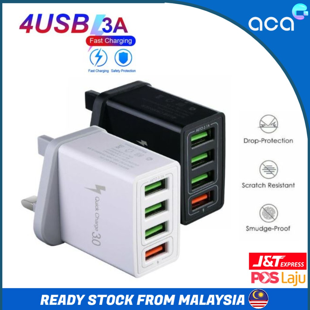 Ready In Stock'' Quick Charge 3.0 UK PLUG Adapter 4 IN 1 USB Travel ...