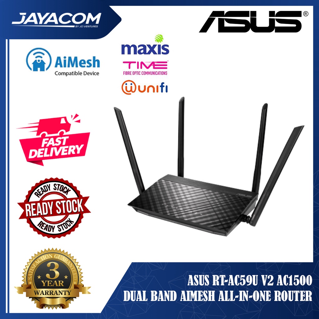 Asus RT-AC59U V2 AC1500 Dual Band Aimesh All-In-One Router | Shopee ...