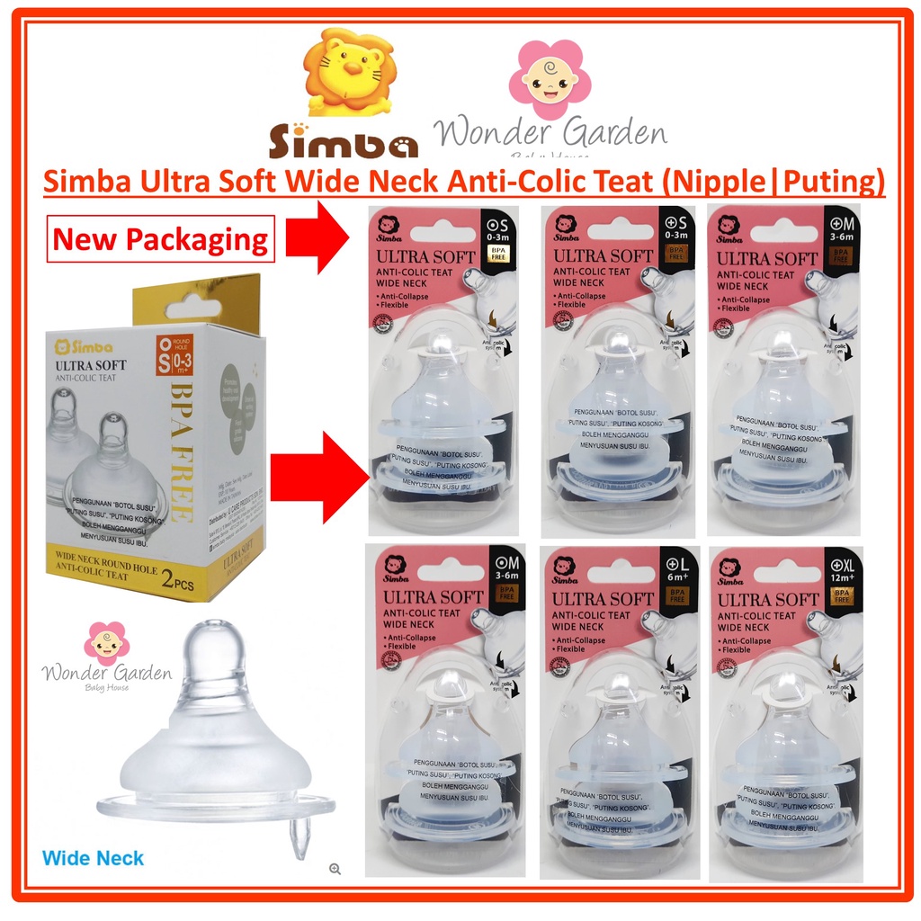 Simba Ultra Soft Wide Neck Anti-Colic Teat (Nipple/Puting) | Shopee ...