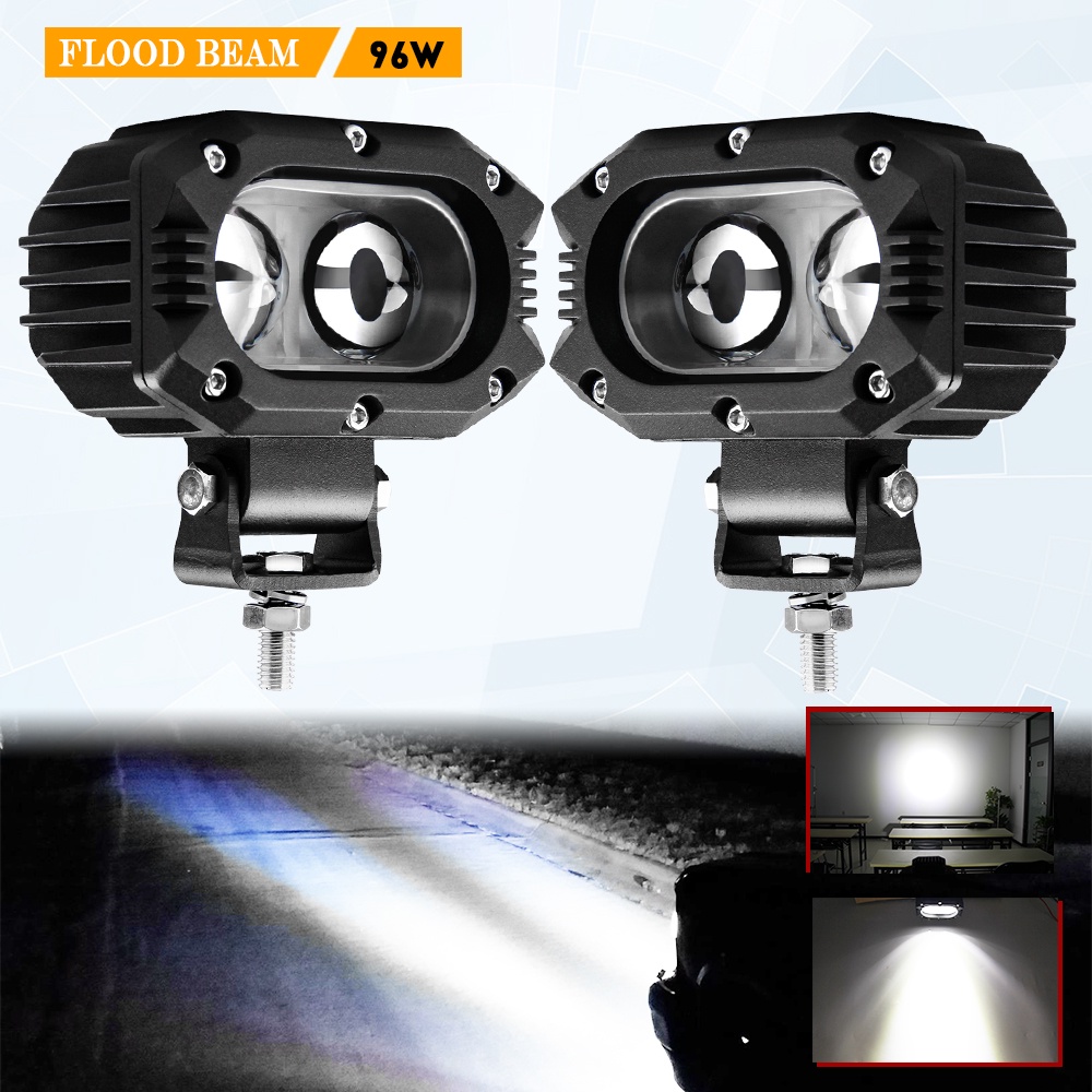 UNI-SHINE 4inch 96W Super Bright Offroad White LED Work Light Bar Spot ...