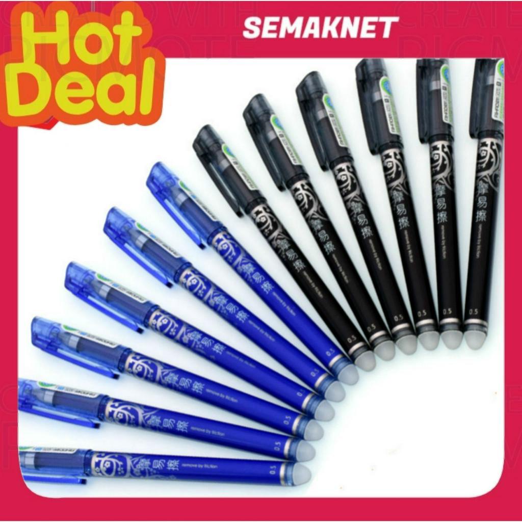 [Ship Today] Erasable Gel Pen Blue/Black 0.5mm Pen Biru/Hitam Boleh ...