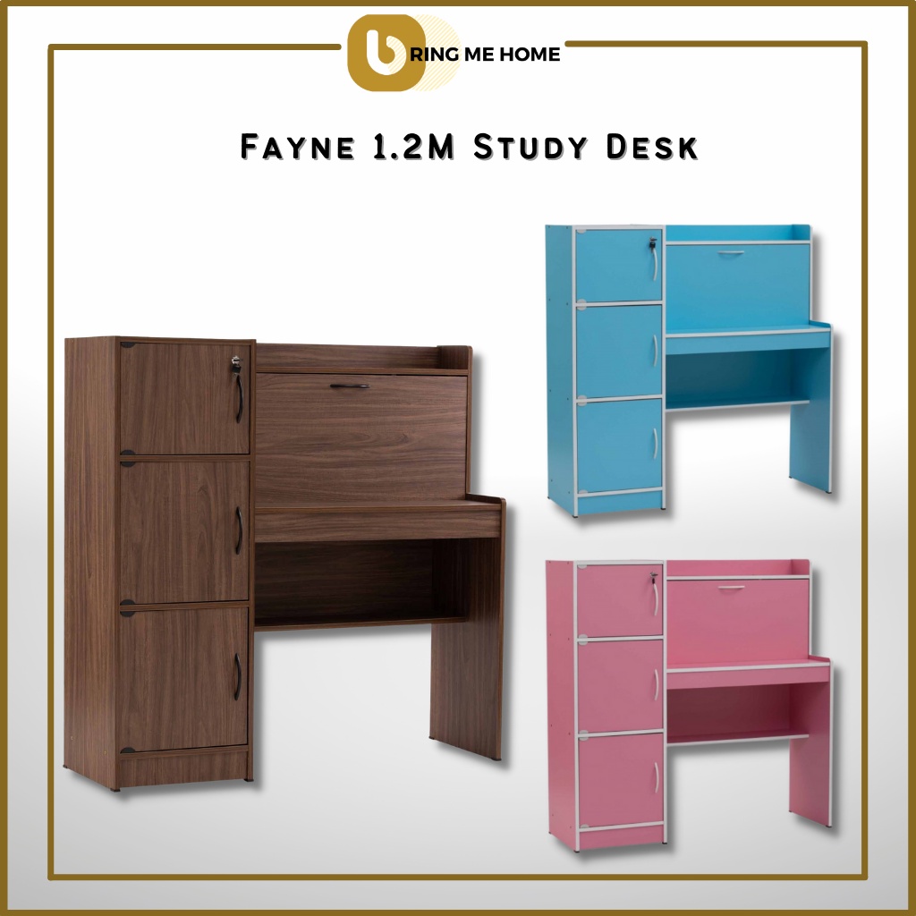 FAYNE 4 Feet Kids Study Table With Book Shelf Rack Study Desk Meja ...