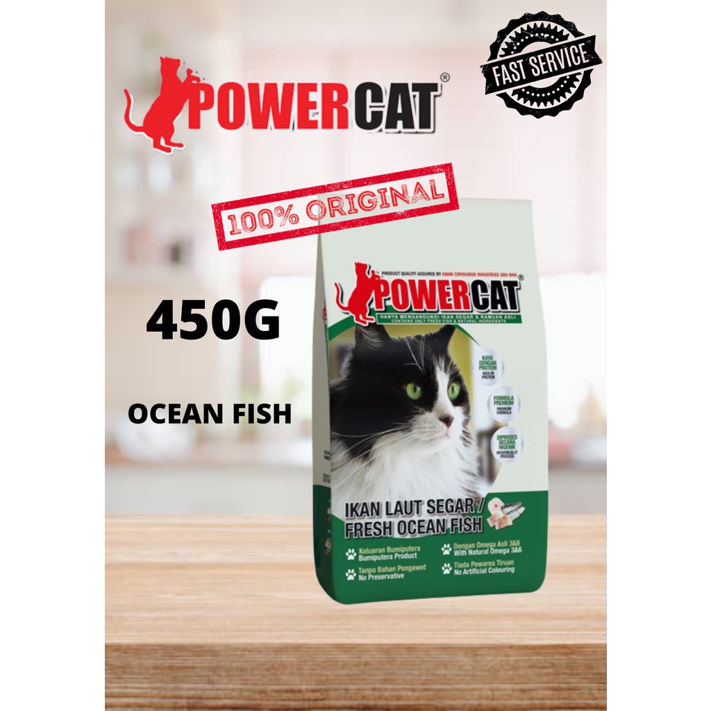 (READY STOCK) POWER CAT Fresh Ocean Fish Cat Dry Food 450g (Ikan Laut Segar Cat Dry Food 450g ...