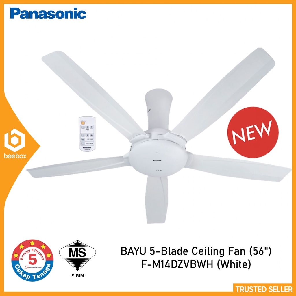 Panasonic Bayu 5 Blade Ceiling Fan - Black/White (56"/20W) F-M14DZVBKH ...