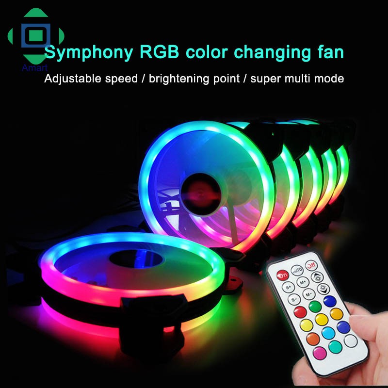 Rgb pc fan 12v 6 pin 12cm cooling cooler fan with controller for ...