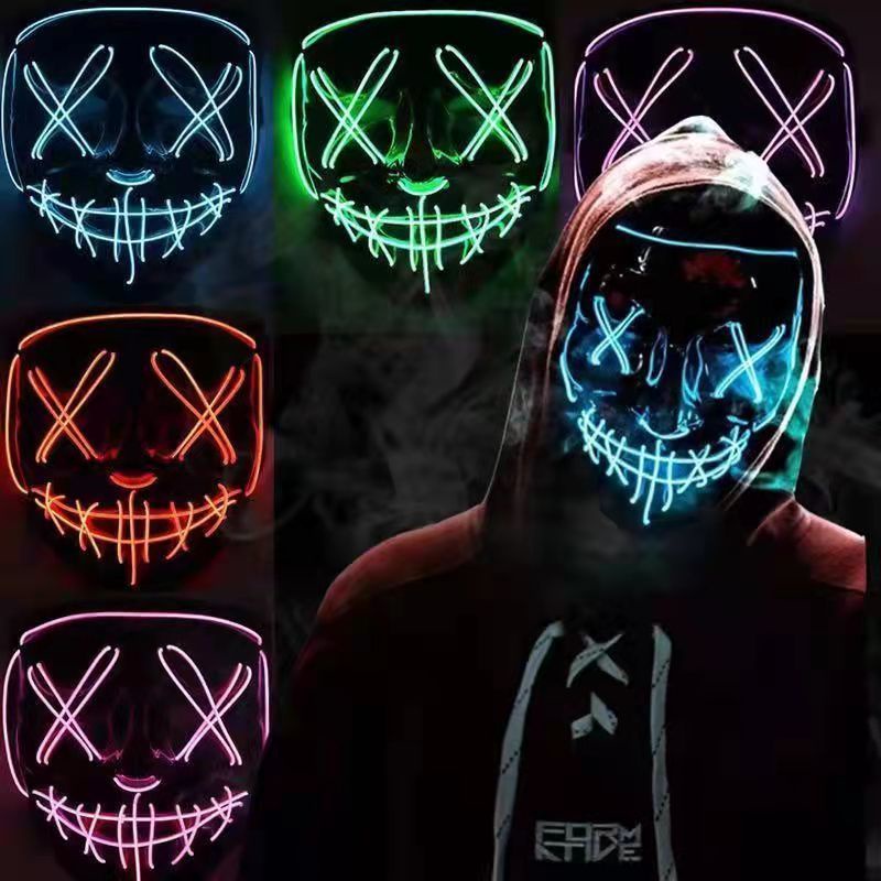 Neon LED Skull Mask Light Up Festival Halloween Christmas New Year ...