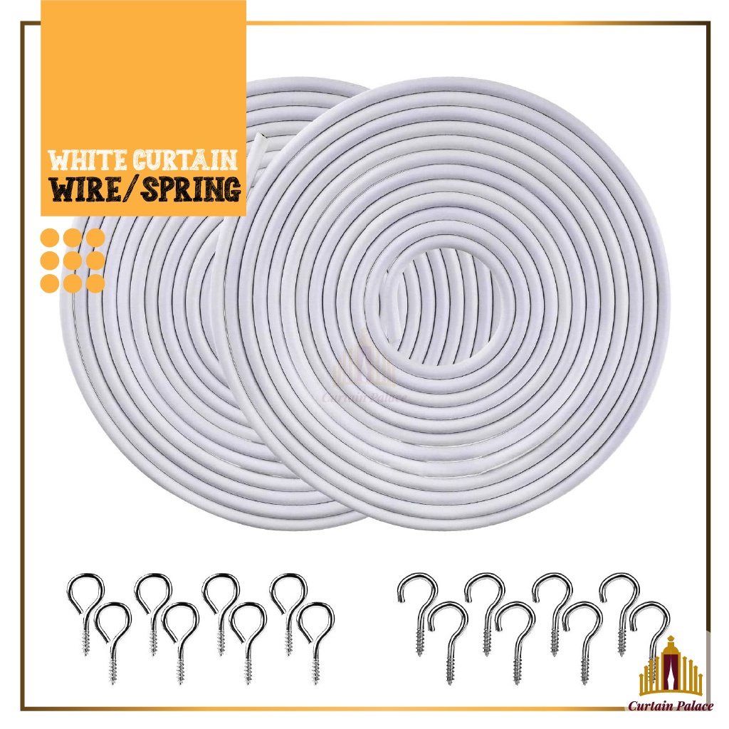 Dawai/ Spring Langsir Putih Percuma Skru (White Curtain Wire/ Spring ...
