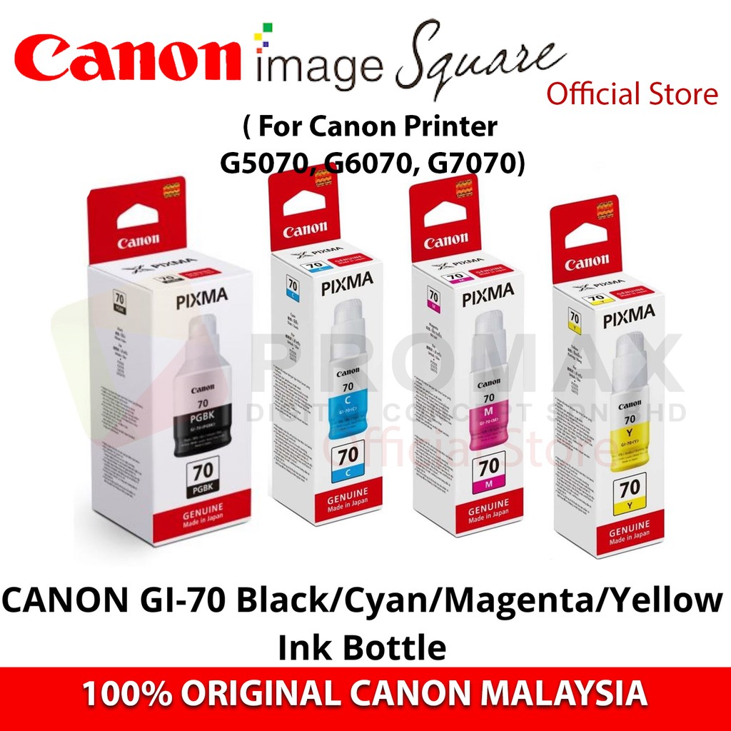 Canon Original GI-70 Bottle Ink Black Cyan Magenta Yellow GI70 GI 70 ...