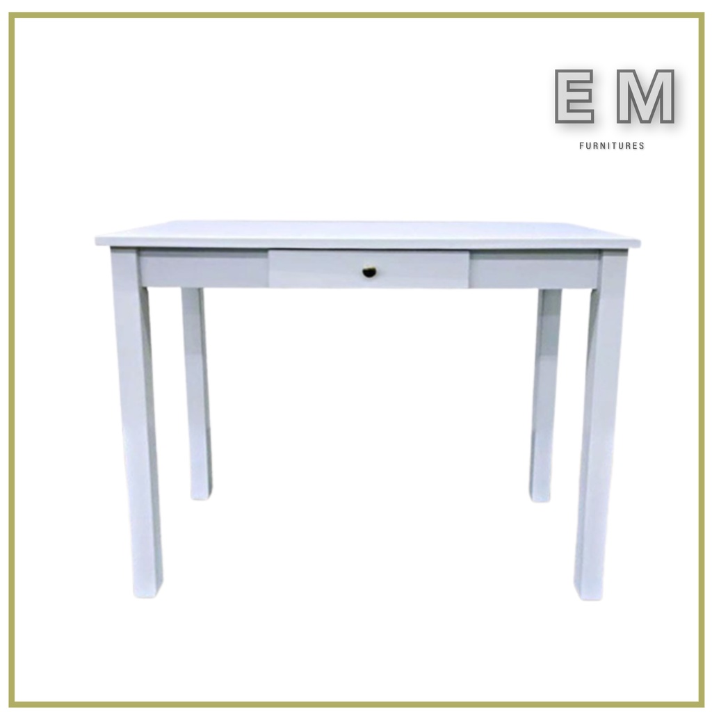 EM 3ft White Console Table with 1 drawer StudyTable 3 kaki meja konsol ...
