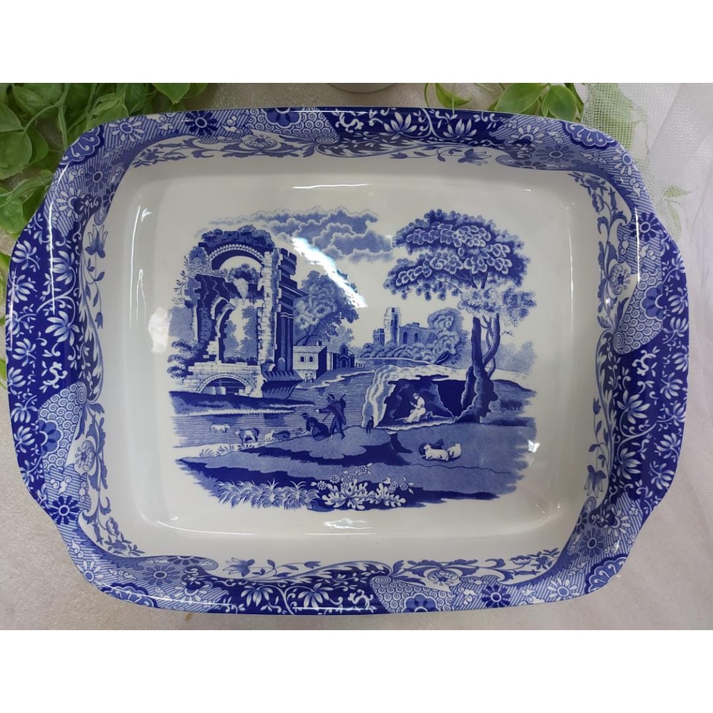 [Readystock] Spode Blue Italian Rectangular Handle Dish Large (First ...