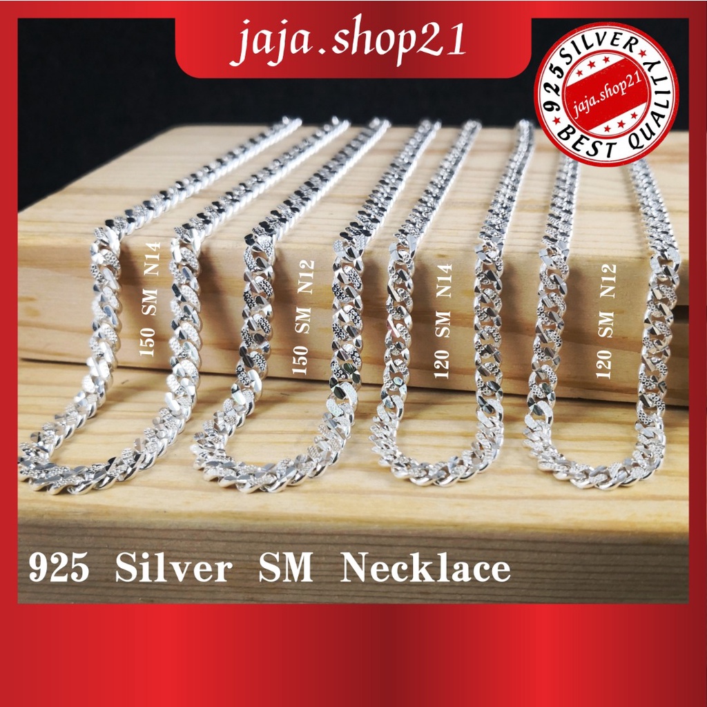 READY STOCK | Original 925 Silver SM Necklace Chain | Rantai Leher SM ...