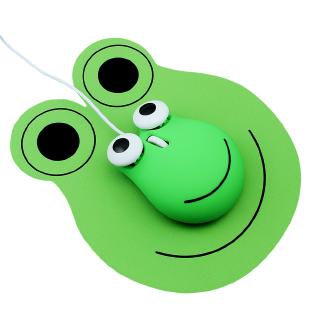 Mini Cartoon Frog Mouse + Mousepad Set Wired Optical Mouse Cute Mause ...
