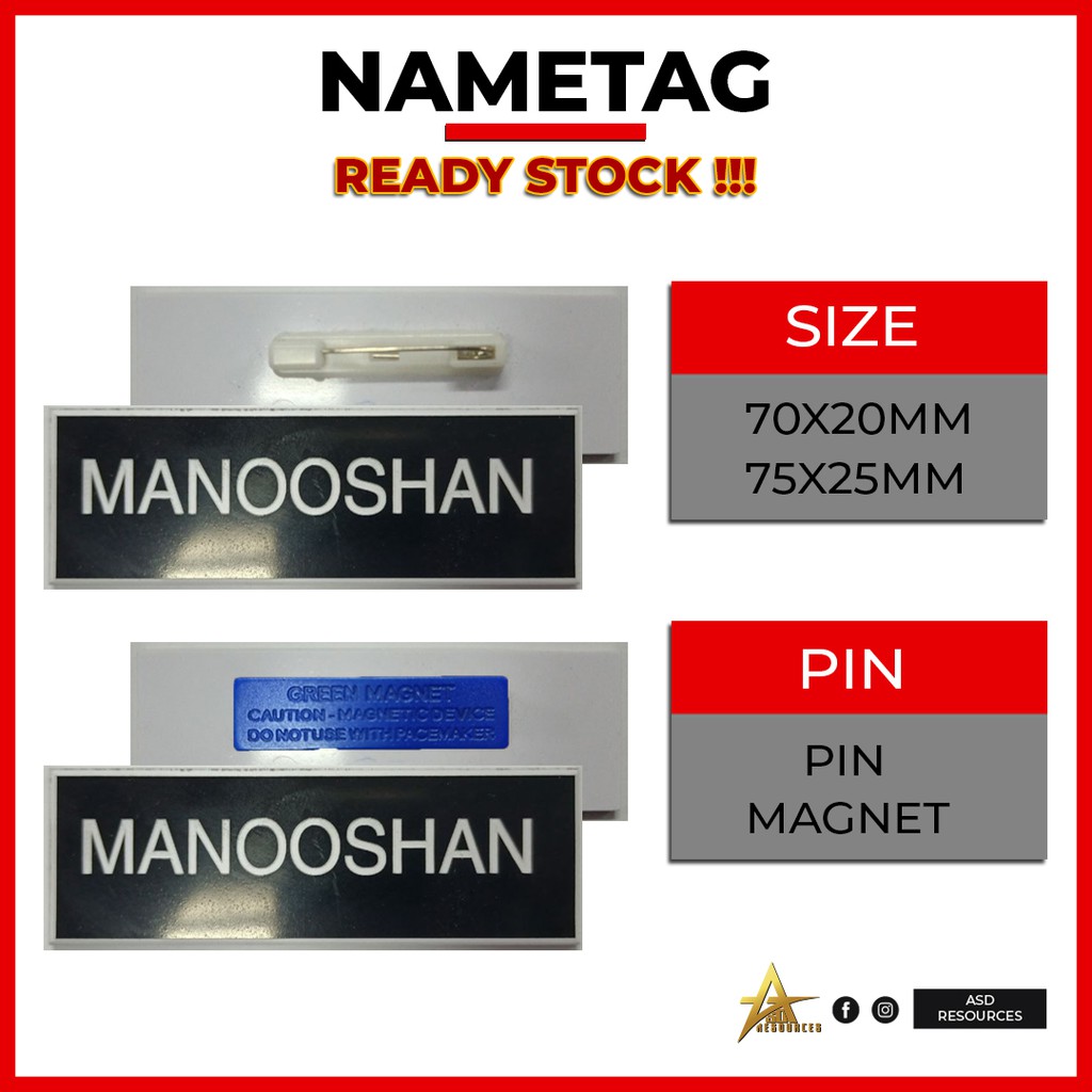 (NO MIN ORDER ) Name Tag PIN or MAGNET Sekolah Cikgu, Penjawat Awam ...
