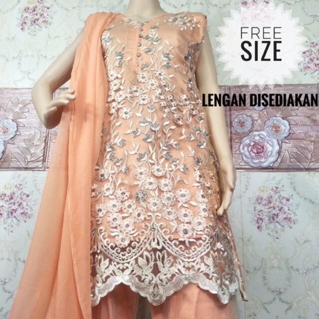 JAMAWAR SHARARA SALWAR KAMEEZ SONGKET BAJU PUNJABI SUIT READY MADE ...