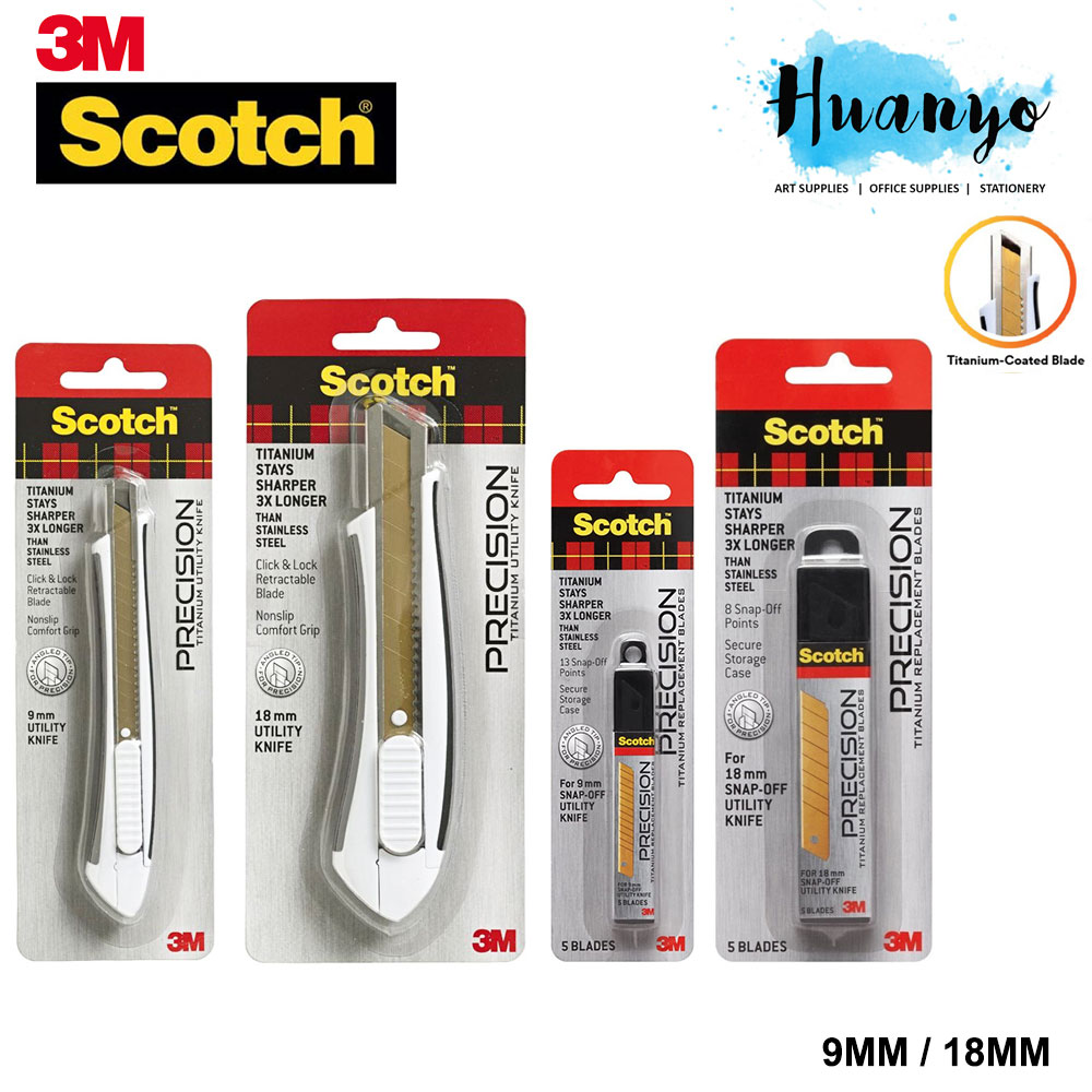 3M Scotch Precision Titanium Utility Knife Hand Cutter 9mm / 18mm ...