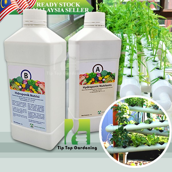 Hydroponics Nutrients AB Concentrated Fertilizer - 1 Litre A & 1 Liter ...