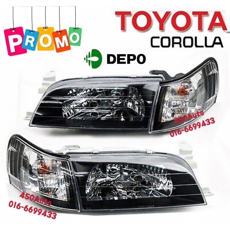 EE1000-92 TOYOTA AE100 AE101 Corolla SEG Front Black SMOKE CRYSTAL Head ...