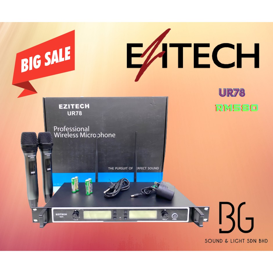 Ezitech ur78 uhf dual quality wireless microphone | Shopee Malaysia