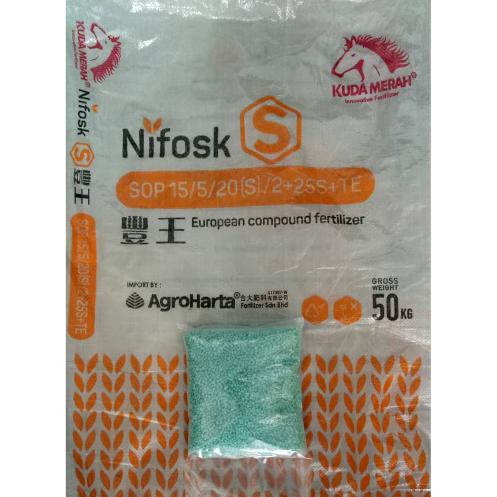 ( 1 KG ) Baja Nifosk S SOP 15:5:20:2+25S+TE ( 100% Kalium Sulfat ...