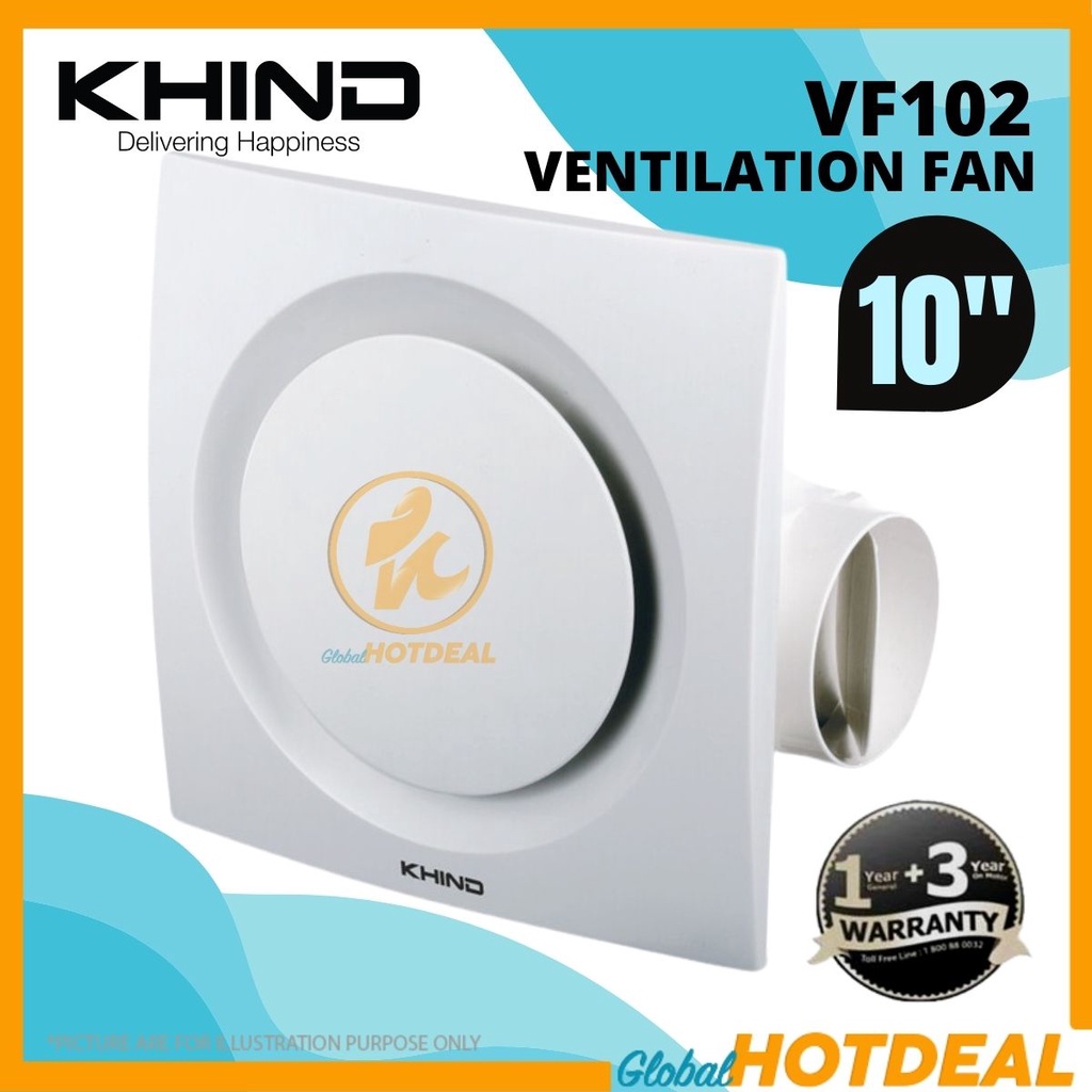 Khind 10" Ventilation Fan VF102 Exhaust Fan Ceiling Type White Colour ...
