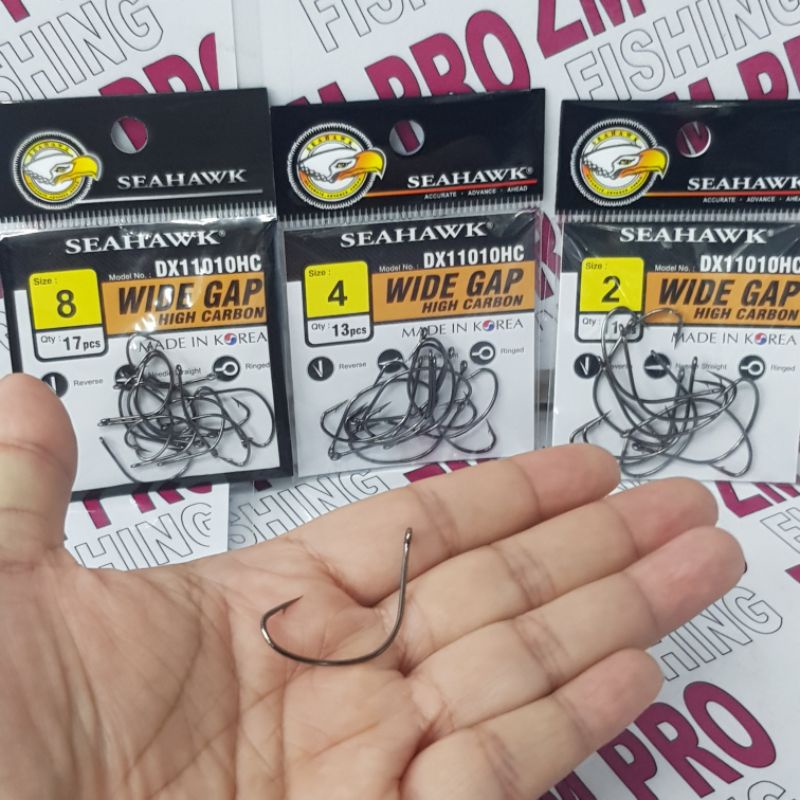 (SIZE 8-2) Seahawk DX11010HC Wide Gap High Carbon Fishing Hook Mata ...