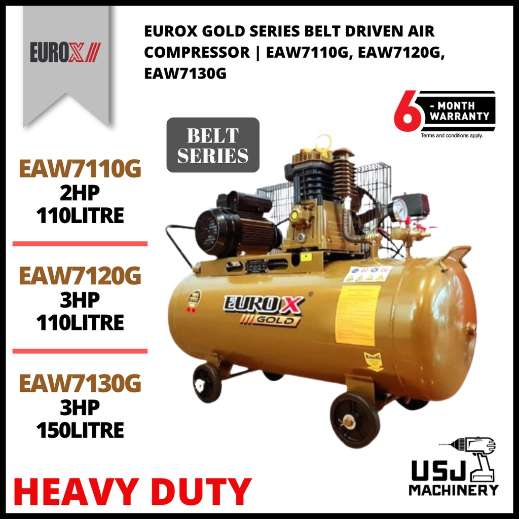 EUROX GOLD Series Belt Driven Air Compressor | EAW7110G, EAW7120G, EAW7130G | Shopee Malaysia