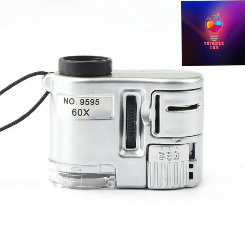 Mini Lens 60X Pocket Magnifier Microscope With LED Ultraviolet Light ...
