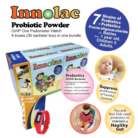 INNOLAC Probiotics + Prebiotics Powder 4 Boxes - GWP One Pedometer ...