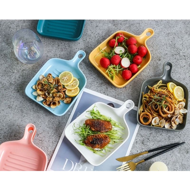(Ready Stock)BUY 1 FREE 1 Colorful Single handle Ceramic Plate | Shopee ...