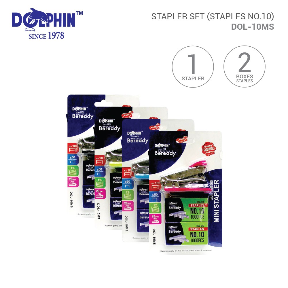 DOLPHIN DOL-10MS Mini Stapler Set (with 2 Boxes Staples NO.10) | Shopee ...