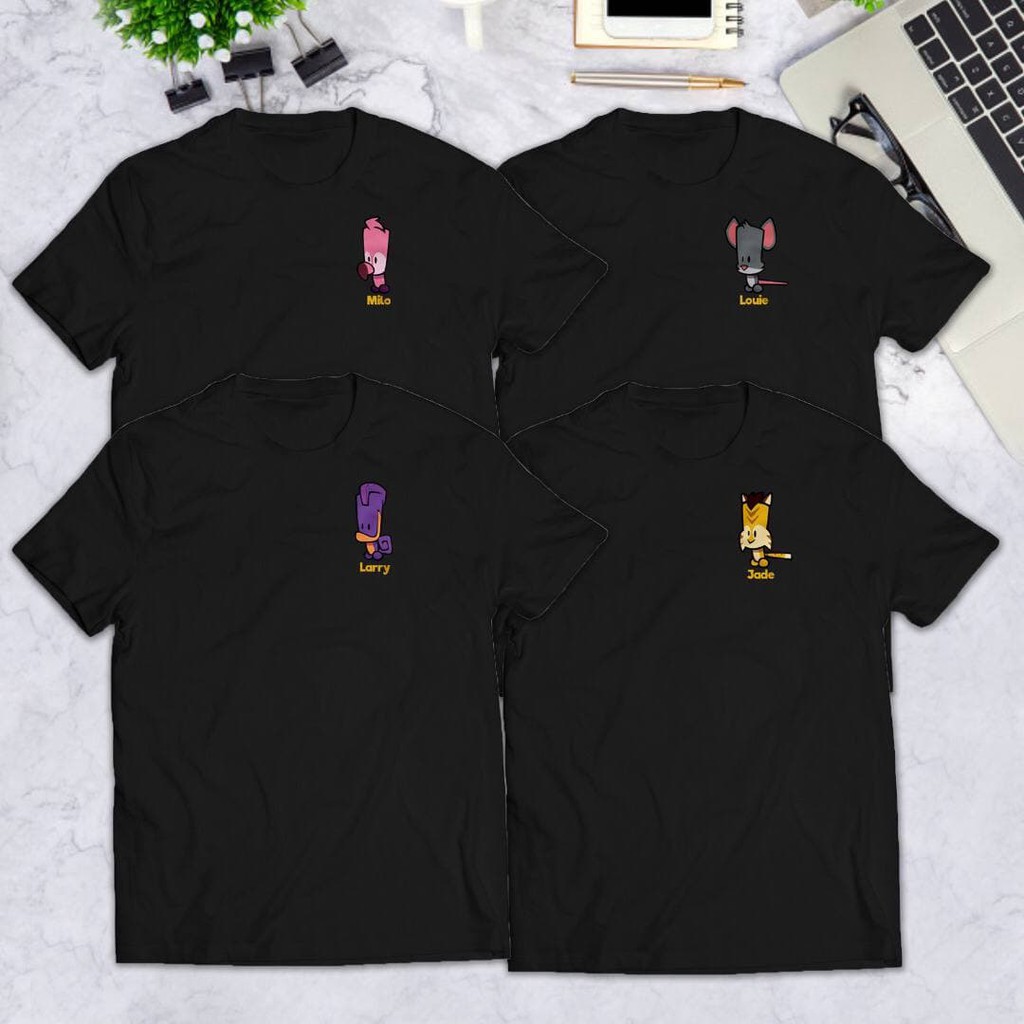 SUSPECTS MYSTERY MANSION: MILO/LOUIE/JADE/LARRY PRINTED TSHIRT SHORT ...