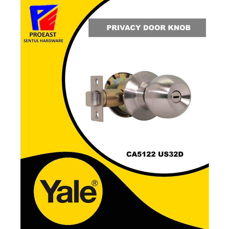 YALE CA5122/US32D 60mm Privacy Cylinder Satin Stainless Steel Door Knob ...