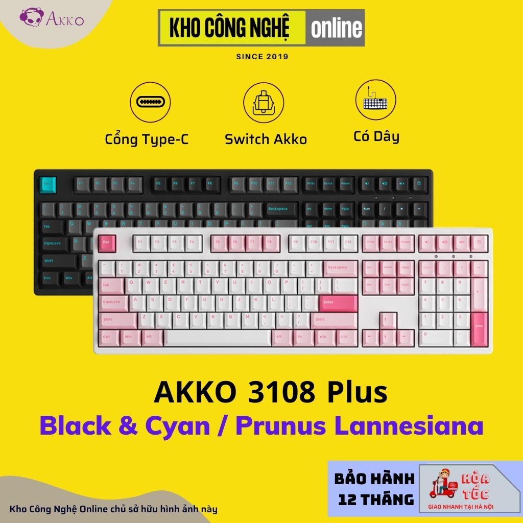 Akko 3108 Plus Black & Cyan Mechanical Keyboard | Prunus Lannesiana (Negative Foam, Akko CS ...