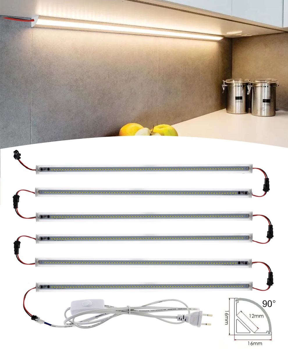 1-6 Pieces Set V Shape LED Strip Light 220V 8W 50cm 72LED Corner LED ...