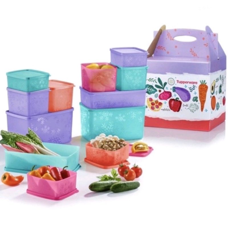 Tupperware Snowflake Square Set all 12pcs | Shopee Malaysia