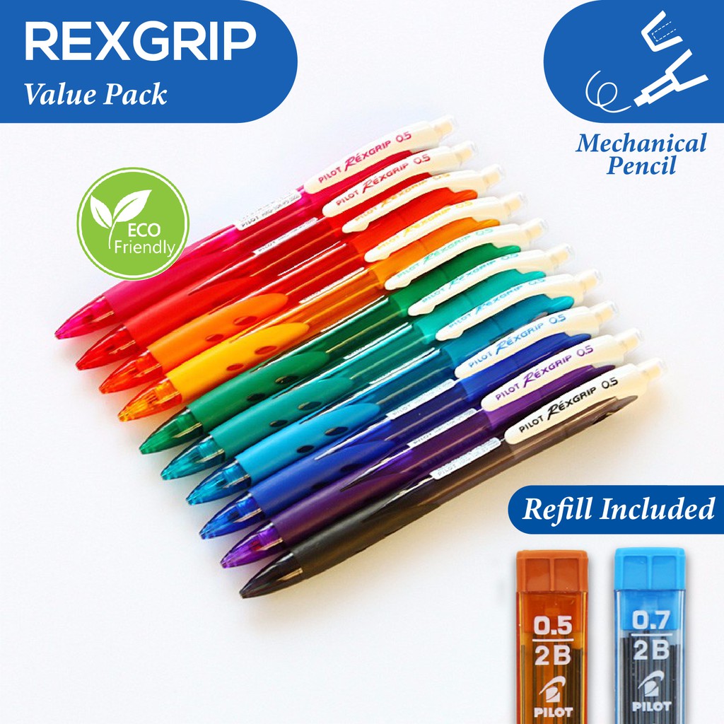 Pilot Rexgrip Mechanical Pencil 0.5 // 0.7 mm Assorted Colour Design ...