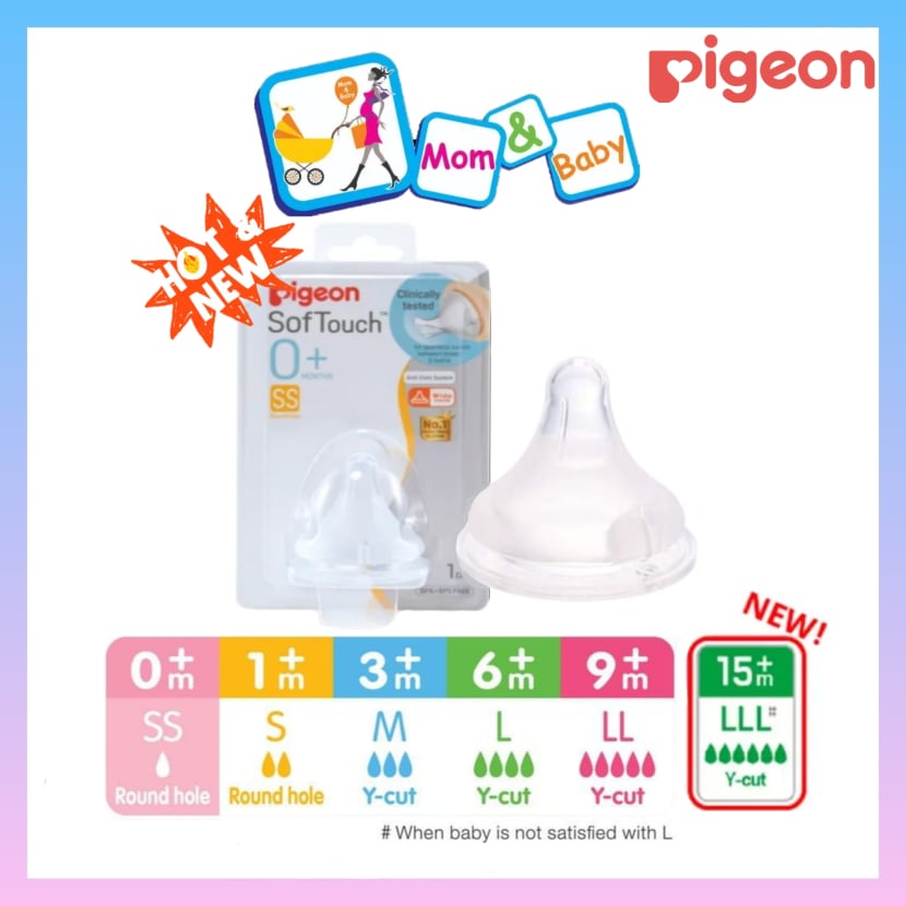 Original Pigeon SofTouch Peristaltic Plus Wide Neck Nipple (S/M/L/LL/LLL) | Shopee Malaysia