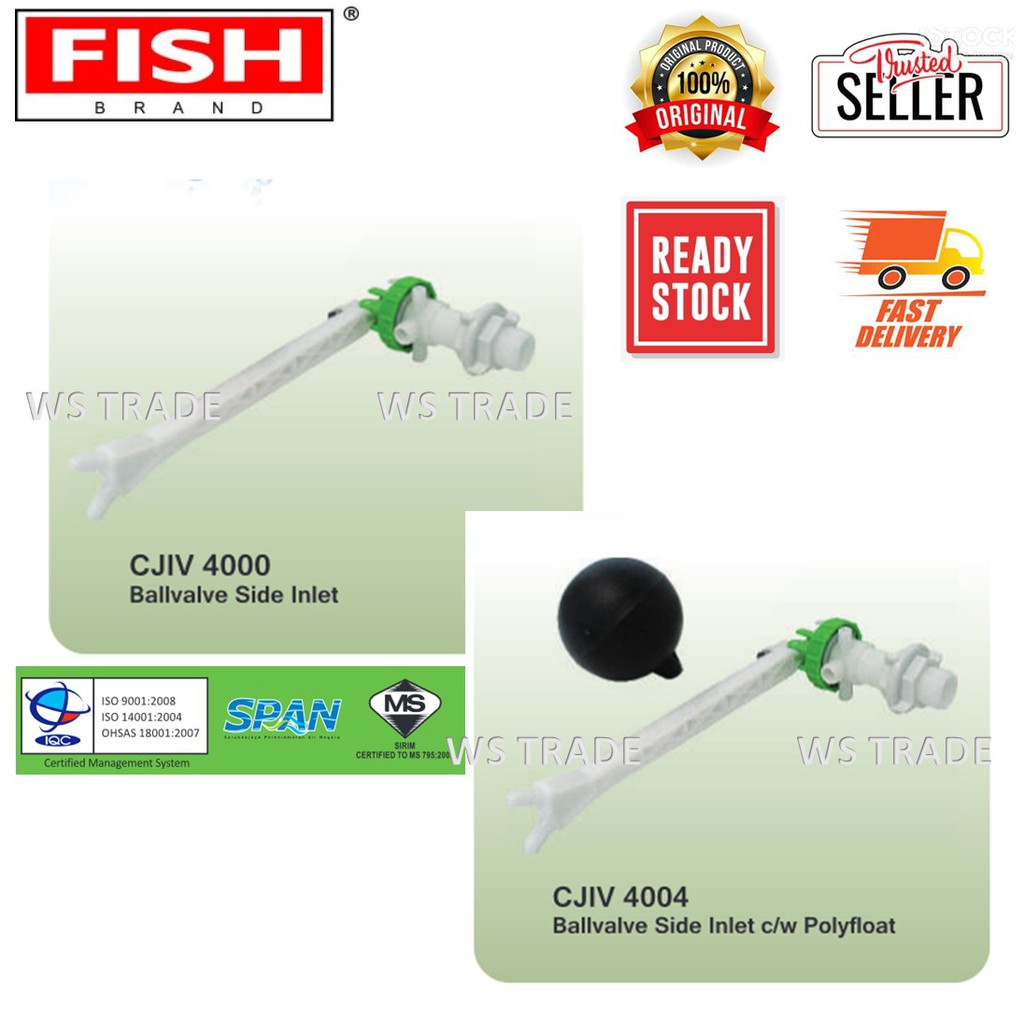 FISH Brand Side Inlet PVC Float Valve CJIV 4000 / 4004 Pelampung Tangki ...
